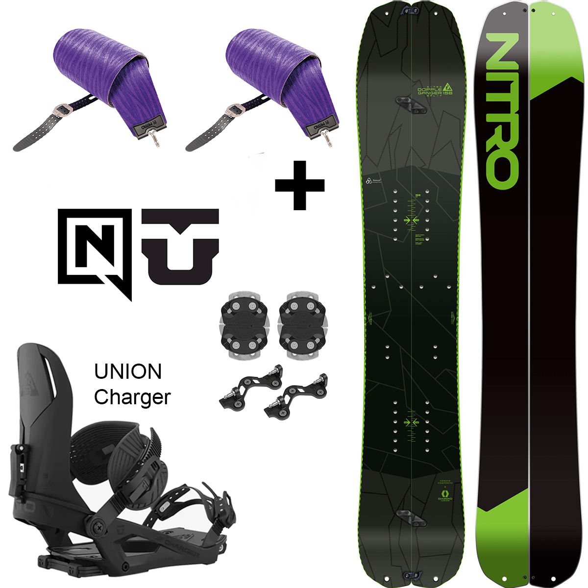 WOMEN SET 2024: splitboard & skins / NITRO Doppleganger & Vertical by KOHLA + UNION Charger ...